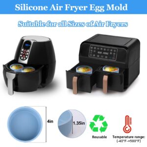 XANGNIER Silicone Air Fryer Egg Mold,3 Pcs Reusable Nonstick Egg Bites Pan-Alternative to Microwave Egg Cooker/Sous Vide Egg Bite Maker,BPA Free,Dishwasher Safe,Air Fryer Accessories,Blue