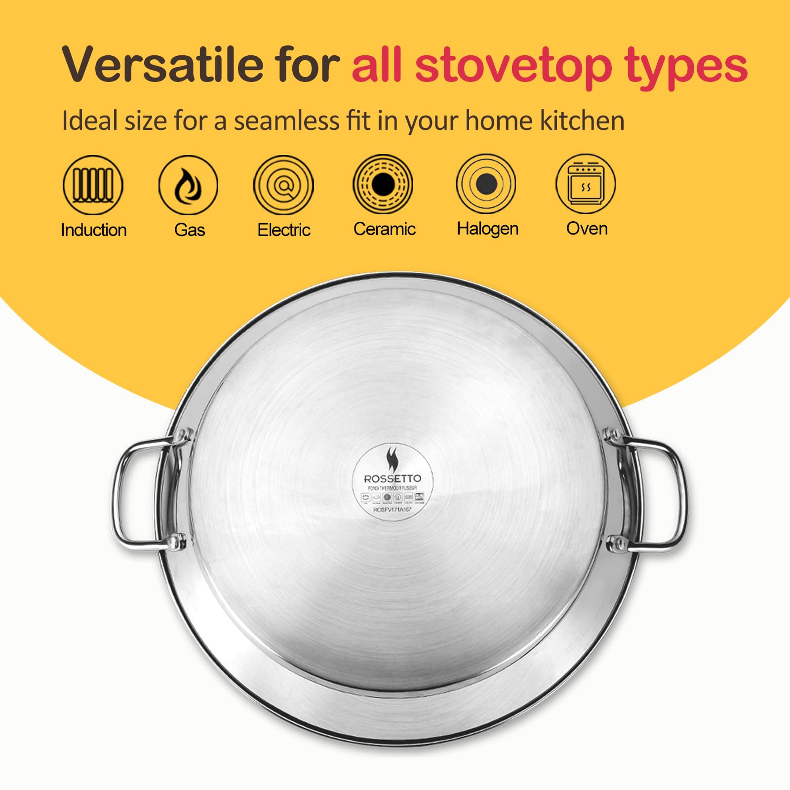 ACTIV CUISINE Paella Pan, 14 Inch Stainless Steel Paella Pan, Non-stick Coating, Seafood and Meat for 6 Servings, Cooking Pan Suitable for All Cooktops Including Induction, 36 CM