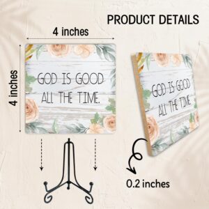 Christian Scripture Desk Decor Gift, Desk Wood Plaque with Stand, God is Good All The Time, Motivational Desk Wood Sign for Women Men Friend Family Teen colleagues School Home Office-a11