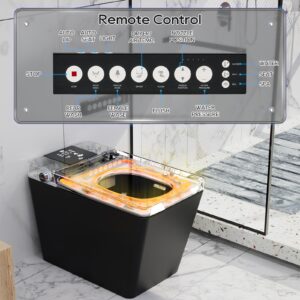 Smart Bidet Toilet for Bathroom with Remote Control, Modern Intelligent One Piece Tankless Toilet with Auto Open/Close Lid, Auto Dual Flush, Heated Bidet Seat, Warm Water and Dry.