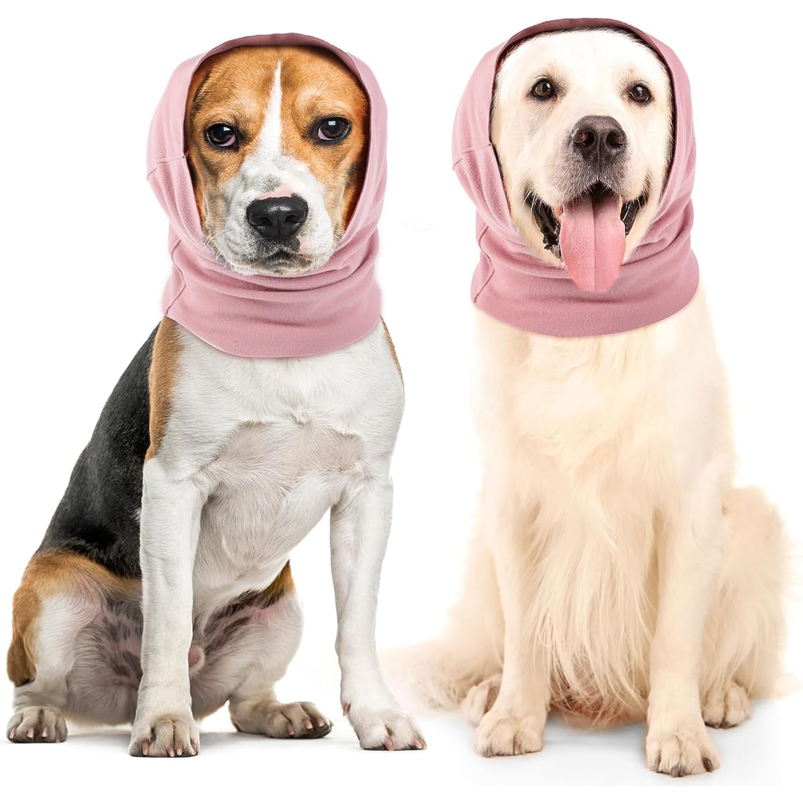 Dog Warm Neck & Quiet Ear Covers for Ear Protection, Calming Ear Muffs for Dogs/Cats - Hood for Anxiety Relief/Calming/Warm/ (Pink Earmuffs)