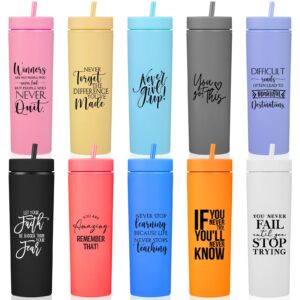 tioncy 10 pcs employee appreciation gifts bulk thank you gift 16oz matte inspirational skinny tumbler with lid and straw christmas appreciation team gifts for coworker teacher(charming)