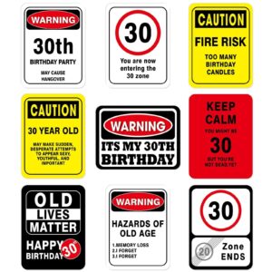 wernnsai dirty 30th birthday decorations - 9 pcs 30 birthday decor for him her, 30 years old garden party decor, women dirty 30 picture props funny table centerpieces men, 30s door windows signs wall banner