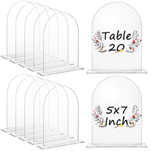 dajave 5x7 inch arch acrylic sign with stand, 12 pack blank acrylic number signs with holder, diy acrylic sign stand for wedding table number bar list sign