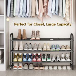 LINZINAR Shoe Rack 3 Tier Storage Organizer for Closet Entryway Metal Black