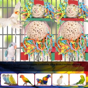 BBjinronjy Bird Toys,2PCS Conure Toys Hanging Natural Soft Sola Ball Beak Chew Shred Forage Toys for Parrots,Cockatiel,Conure,Love Birds,Parakeets,Budgie and Other Small Birds