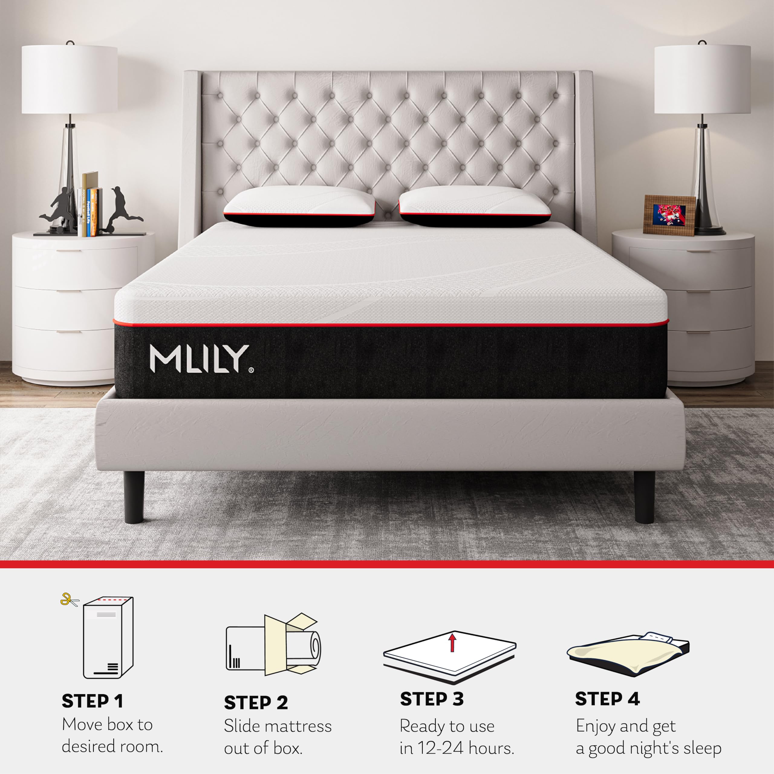 MLILY Full Mattress Bed Mattress, Manchester United 10 Inch Memory Foam Mattress, Cool Sleep & Pressure Relief, Made in USA, White