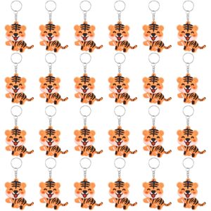 mirabuy 24 pack tiger keychains party favors for wild animal party, jungle zoo safari animal party, baby shower return gifts