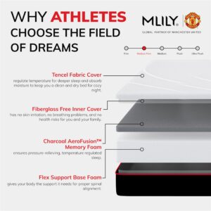 MLILY Full Mattress Bed Mattress, Manchester United 10 Inch Memory Foam Mattress, Cool Sleep & Pressure Relief, Made in USA, White