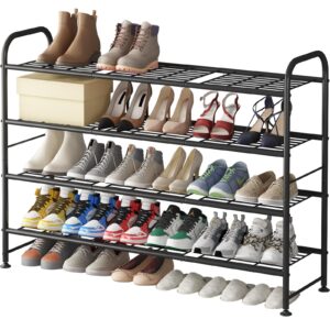 linzinar shoe rack 4 tier storage organizer for closet entryway metal black