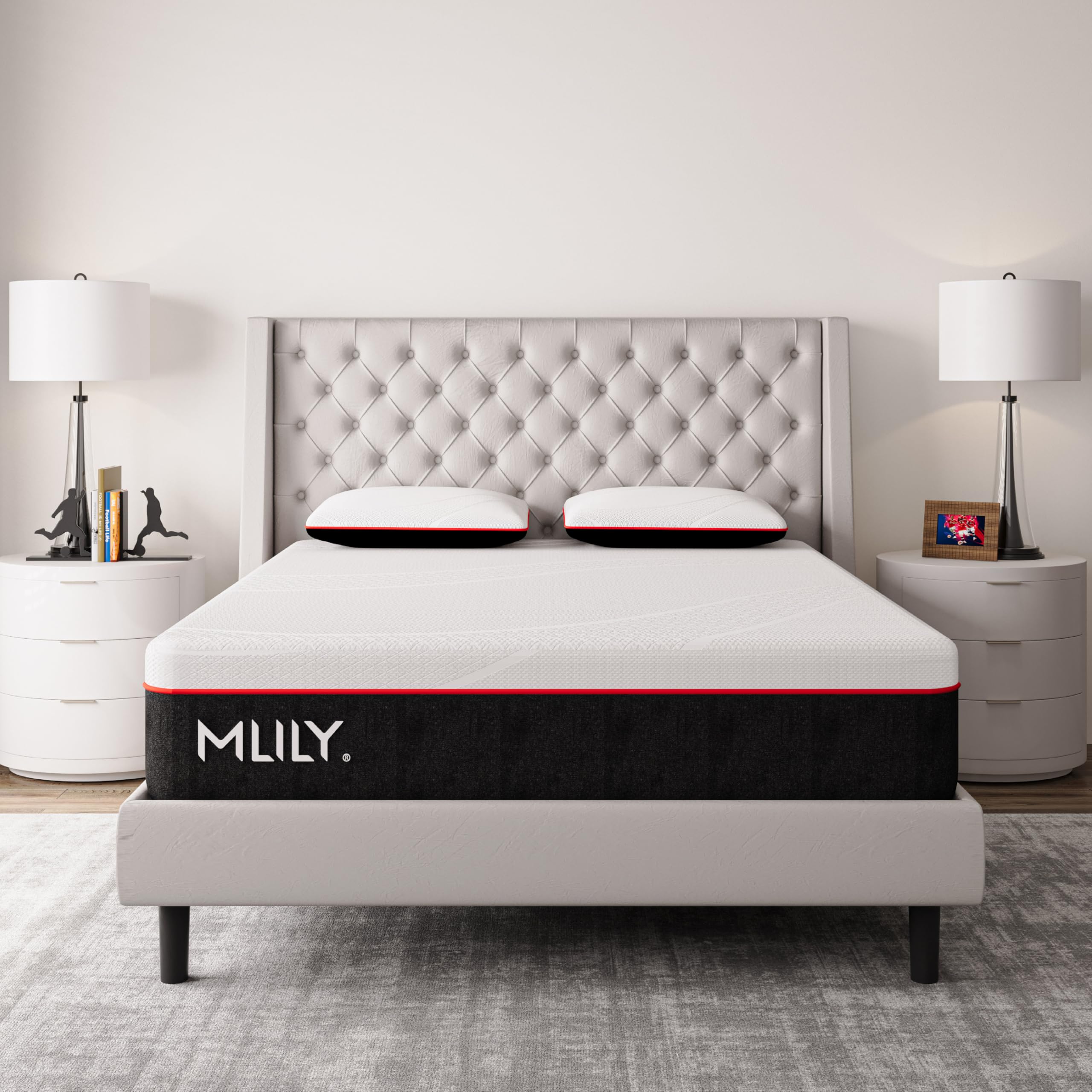 MLILY Full Mattress Bed Mattress, Manchester United 10 Inch Memory Foam Mattress, Cool Sleep & Pressure Relief, Made in USA, White