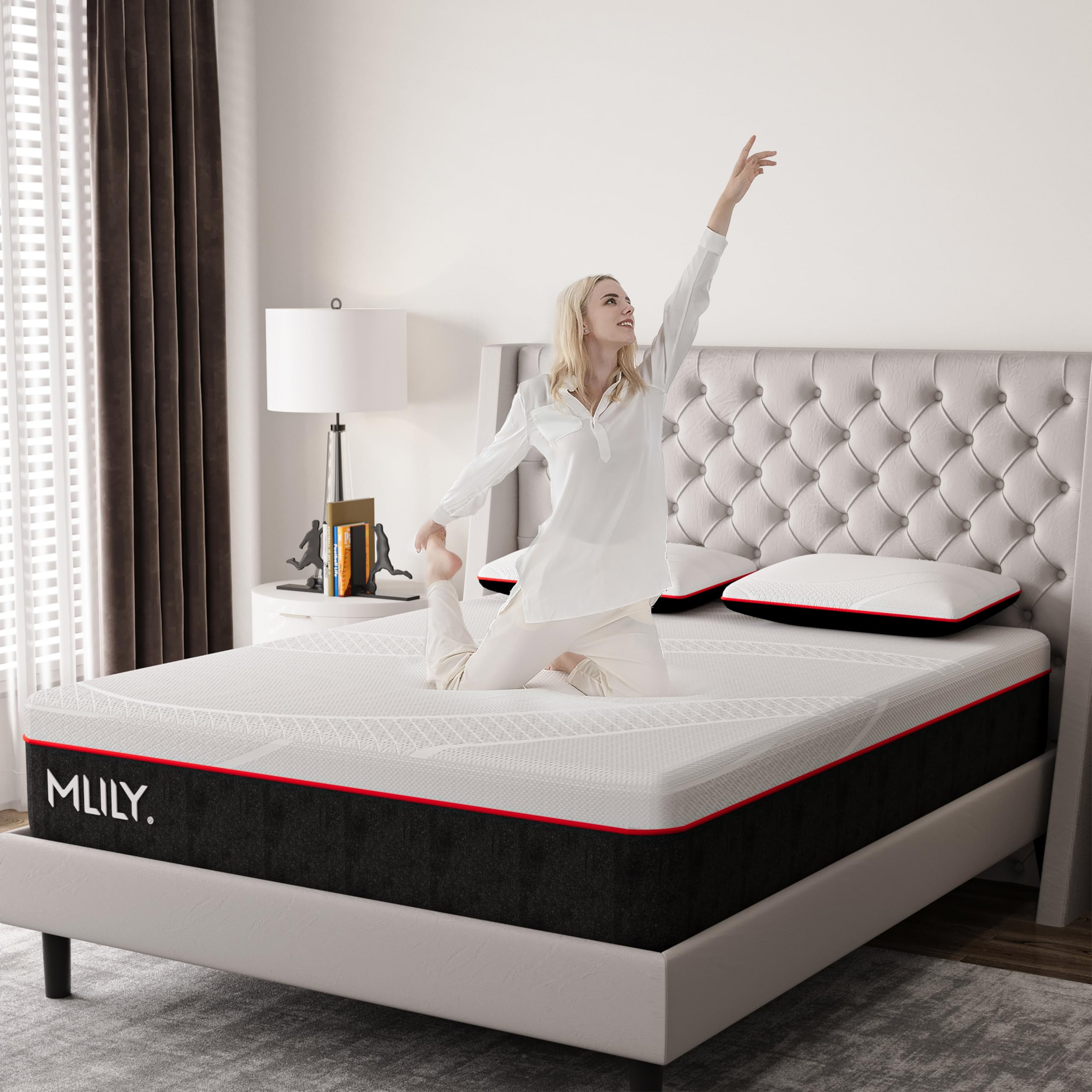 MLILY Full Mattress Bed Mattress, Manchester United 10 Inch Memory Foam Mattress, Cool Sleep & Pressure Relief, Made in USA, White