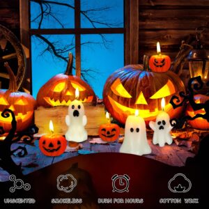 MTLEE 6 Pieces Halloween Ghost Candles Halloween Cute Pumpkin Decorative Tabletop Candle Set Halloween Ghost Candle Set Delicate Candles for Home Halloween Decor