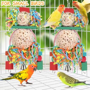 BBjinronjy Bird Toys,2PCS Conure Toys Hanging Natural Soft Sola Ball Beak Chew Shred Forage Toys for Parrots,Cockatiel,Conure,Love Birds,Parakeets,Budgie and Other Small Birds