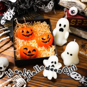 MTLEE 6 Pieces Halloween Ghost Candles Halloween Cute Pumpkin Decorative Tabletop Candle Set Halloween Ghost Candle Set Delicate Candles for Home Halloween Decor