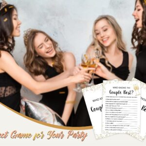 Who Knows The Couple Best Bridal Shower Game, Wedding Shower and Bachelorette Party - Set of 30 Cards, Gold Champagne Bridal Wedding Party Game Cards for Guests, Bridal Shower Party Decorations-LM1