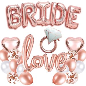 rose gold bridal shower decorations supplies, bachelorette party balloons decorations favors, bride balloons decorations for engagement party decorations by brt bearingshui