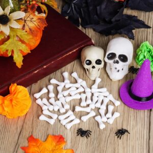 mifengda 120pcs Halloween Skeleton Bones Mini White Plastic Bones Halloween Skeleton Bones Decoration Mini Bones for Crafts Halloween Party Props Decoration (Bone)