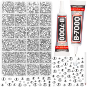 b7000 clear glue with 20100pcs silver clear flatback rhinestones for crafts clothing clothes decor fabric shoes, flat back gems diamonds bedazzler kit with rhinestones bulk jewels crystals 2-6mm mixed