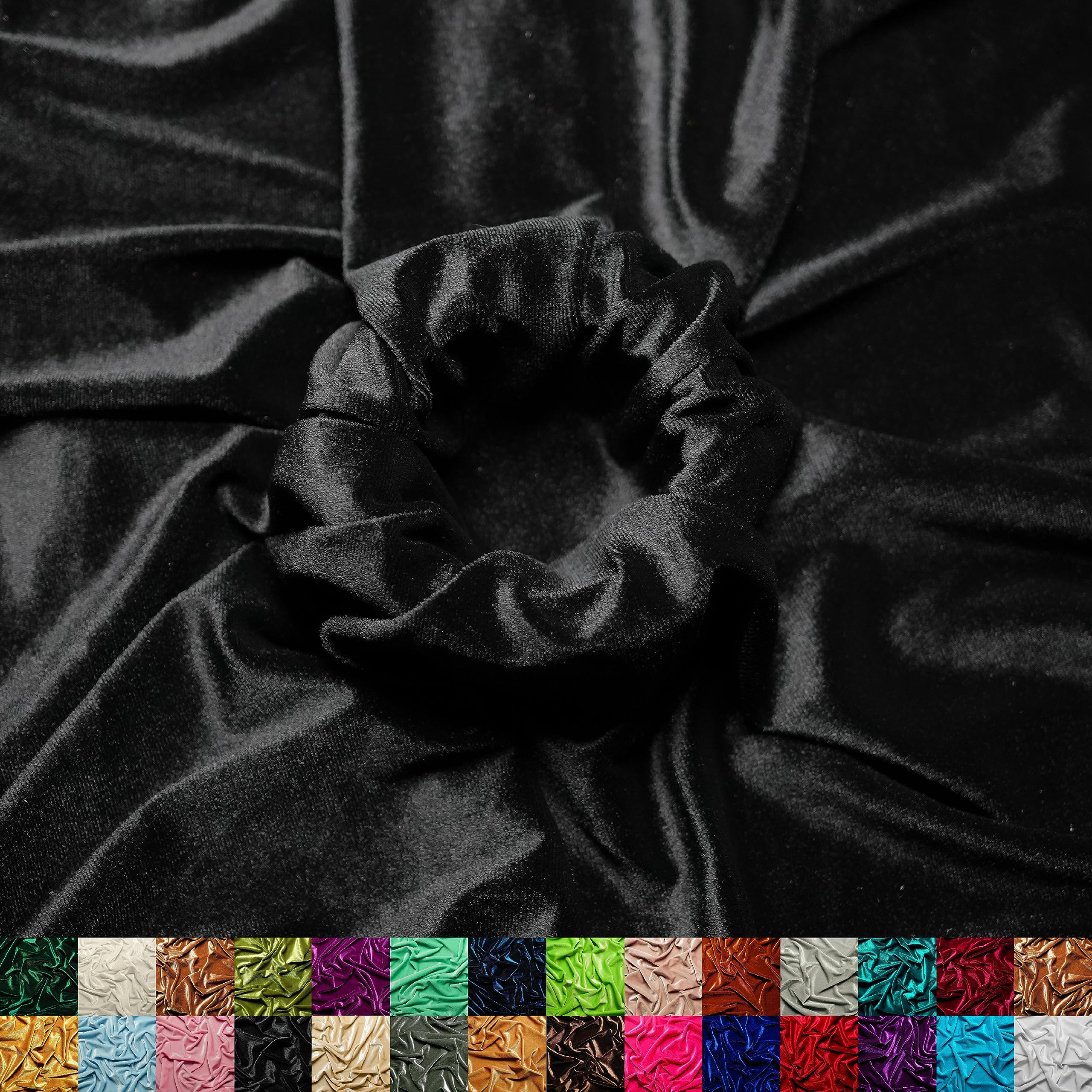 Ice Fabric Stretch Velvet Fabric by The Yard - 60" Wide Soft Stretchy Fabric for Sewing Clothes, Apparel, Costume, Crafts - 90% Polyester 10% Spandex - Black - 1 Yard