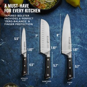 Cutluxe Chef Knife Set, 3 PCS Professional Chef's Knife Set – Razor Sharp German Steel, Full Tang, Ergonomic Handles - Artisan Series