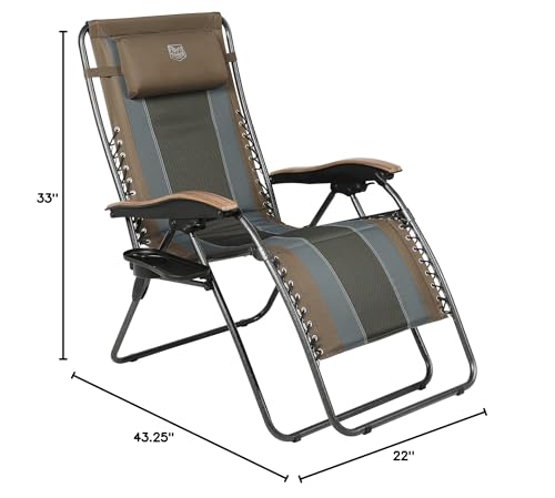 TIMBER RIDGE Outdoor Reclining Patio Chair XL (1 Count) and 33In Wide XXL Zero Gravity Reclining Lounge Chair