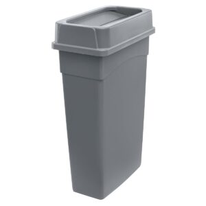 sunsierra 23-gallon grey plastic trash can with lid and handles