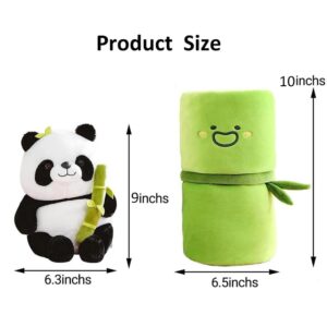 FEQOQO Panda Stuffed Animal Cute Panda with Bamboo Plush Doll Soft Panda Bear Plush Hugging Pillow for Kids Birthday Gifts