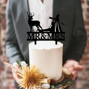 Funny Hunting Wedding Cake Topper Deer Hunt Hunter Wedding Cake Topper Hunt is Over Cake Topper For Wedding/Anniversary/Bridal Shower Party Decorations