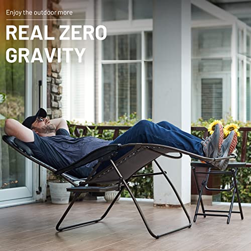 TIMBER RIDGE Outdoor Reclining Patio Chair XL (1 Count) and 33In Wide XXL Zero Gravity Reclining Lounge Chair