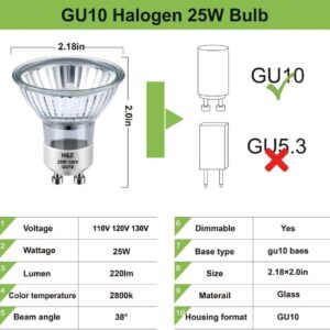 NP5 gu10 120v 25w Bulb Candle Warmer, 6pcs gu10+c 120v 25w Halogen Light Bulbs with Glass Cover, gu10 Bulb Dimmable & Warm White, MR16 GU10 Base for Candle Warmer Light Bulbs, Track Light Bulbs