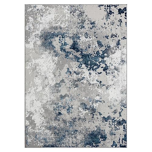 LUXE WEAVERS Modern Abstract High Low Texture Area Rug,Blue,5'X7'