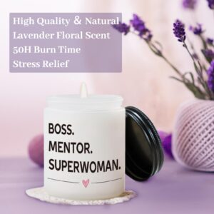 Hiipeenow Boss Gifts for Women, Handmade Natural Soy Wax Lavender Scented Candle Presents (7oz) - Boss Lady Gifts, Valentines Day Bosses Day Birthday Retirement Christmas Boss Gifts for Women Female