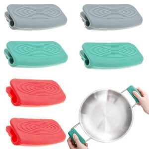 3 pairs silicone assist handle holder cast iron pan skillet handle covers protectors non-slip pot holder sleeve for rying pan casserole oven tray cookware