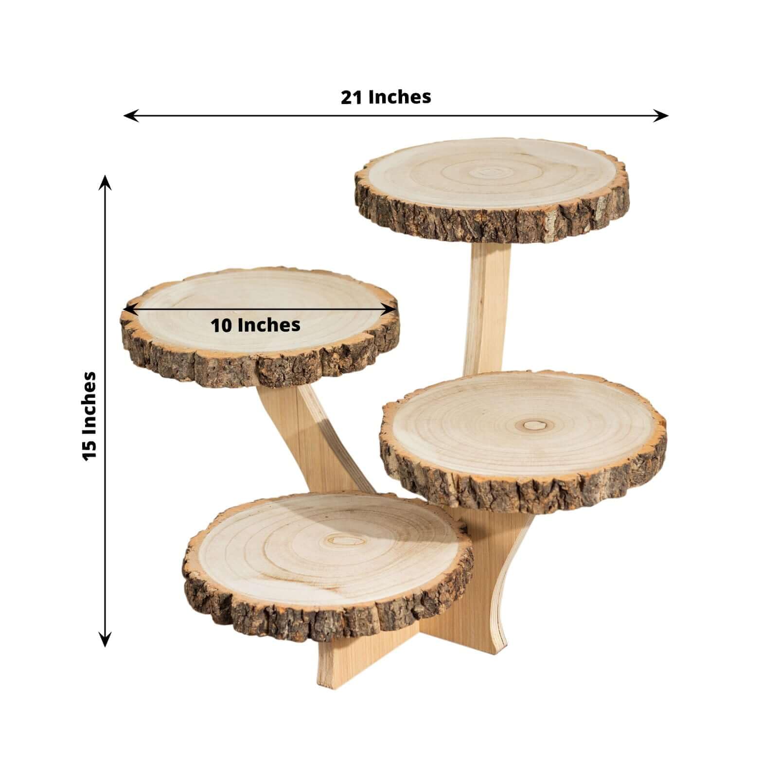 Efavormart 15" Tall 4-Tier Natural Farmhouse Style Wood Slice Cupcake Stand Holder, Rustic Dessert Display Cake Stand