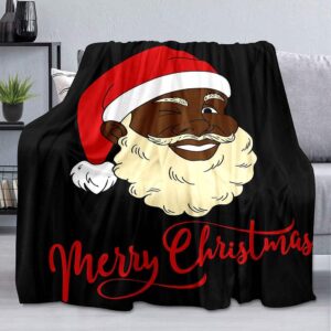 luvivihome christmas throw blanket, funny african american black santa claus blanket, winter xmas holiday kids blanket, cozy warm soft lightweight fuzzy flannel fleece blanket for couch, sofa, 50"x60"