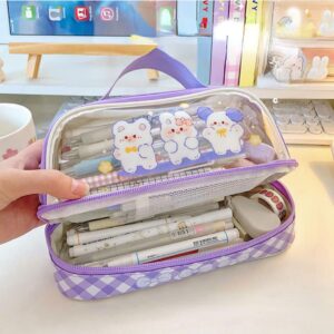 MIFJNF Cute Pencil Case Kawaii Pencil Case Aesthetic Large Capacity Pencil Case School Supplies Pencil Pouch for Girls (Pink)