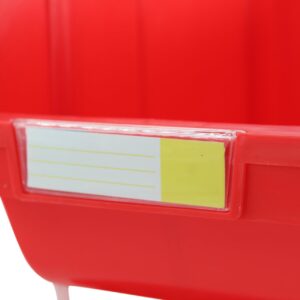 DJC Supply Heavy duty thermoplastic storage bin organizer, Stackable, Hangable, Side-connect (RED (2 PACK), LARGE V2 8.4" X 14.5" X 6.9")