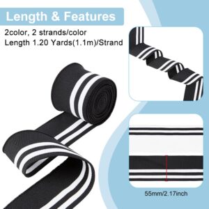 BENECREAT 4 Strands 43.3x2 inch Rib Cuff Stretch Stripes Knitted Fabric with Strip Pattern for DIY Sewing Cuffs for Waistband Neckband Leg Arms Sportswear Cuffs Extension