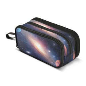 alaza outer space solar system planet galaxy pencil case large capacity,pencil pouch office college large storage pen bag 3 compartment pencil cases for women adults teen