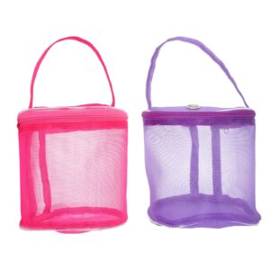 villcase 2pcs wool storage bag yarn ball holder yarn storage yarn thread holder yarn ball dispenser mesh knitting bag multipurpose tool portable yarn bags purple to weave nylon handbag