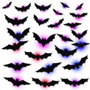 halloween led bats light wall stickers glow in the dark 3d wall decor for home decor indoor party decorations (24, 5 sizes)