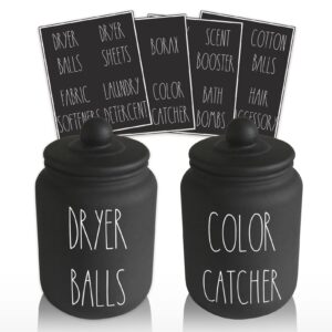 laundry room organization jars with labels, glass containers for laundry detergent laundry powder, farmhouse laundry pods storage organizers, laundry soap dispenser, scent booster holder(black)