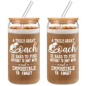 nuenen 2 pieces friends gifts coach gifts chaos coordinator gifts for women 16 oz glass coffee tumbler cup for birthday gifts appreciation thank you gift coach sisters coworker(coach)