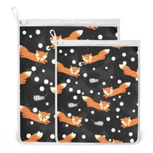 cute forest foxes mouse laundry bags mesh wash bags set of 2 delicates bag for washing machine mesh laundry bag for underweaer blouse lingerie travel college dorm organizer