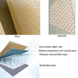 ZHOUXIAO Summer Sleeping Mat Rattan, Foldable Rattan Mat Breathable Cool Smooth Mattress Topper Bed Mat for Single Double Bed Refreshing Sweat Sleeping Mat with Pillowcase 1.5 * 1.95M/59 * 77in