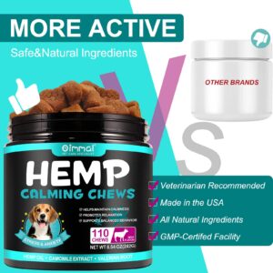 Hemp Calming Chews for Dogs, 110 Pet Care Calming Chews for Dogs with Hemp Oil, Support Relaxation and Stress Relief - Chewable Dog Calming Treats for Thunderstorms,Sleep,Barking,Separation Anxiety