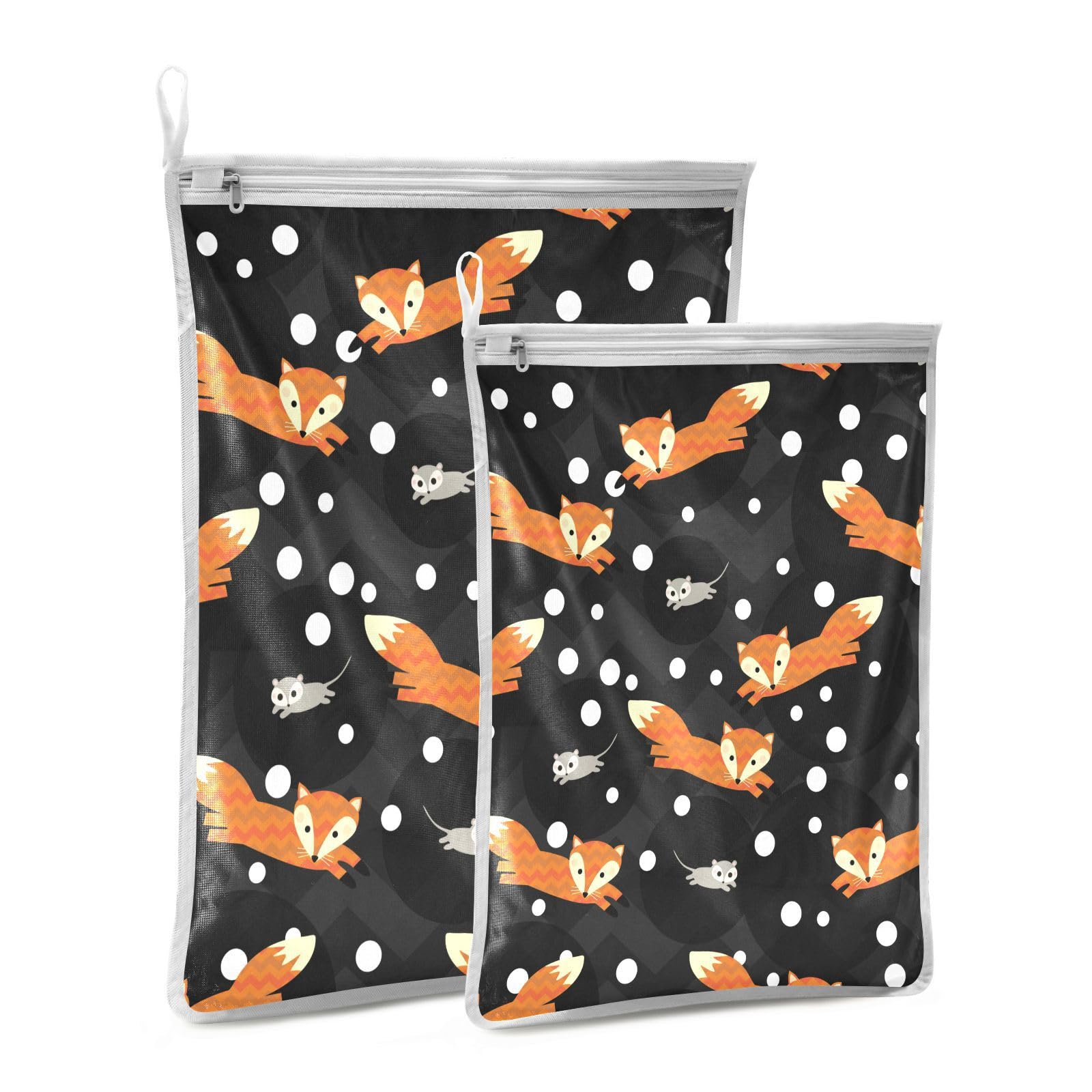 Cute Forest Foxes Mouse Laundry Bags Mesh Wash Bags Set of 2 Delicates Bag for Washing Machine Mesh Laundry Bag for Underweaer Blouse Lingerie Travel College Dorm Organizer