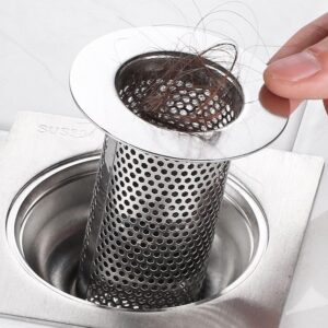 4 Pack Hair Catcher Shower Drain Strainer, Stainless Steel Floor Drain Strainer, Sink Tub Drain Stopper for Bathroom Washbasin Bathtub Drain(Silver)