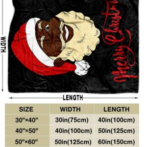 LUVIVIHOME Christmas Throw Blanket, Funny African American Black Santa Claus Blanket, Winter Xmas Holiday Kids Blanket, Cozy Warm Soft Lightweight Fuzzy Flannel Fleece Blanket for Couch, Sofa, 50"x60"